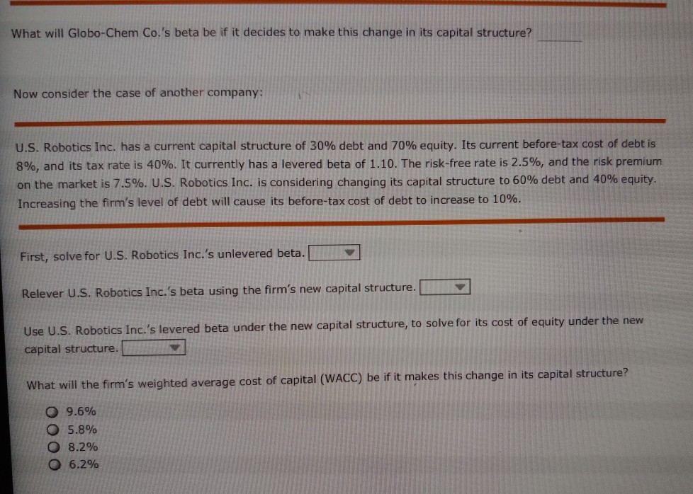 Solved 6. Determining the optimal capital structure Aa Aa | Chegg.com Solved 6. Determining the optimal capital structure Aa Aa | Chegg.com