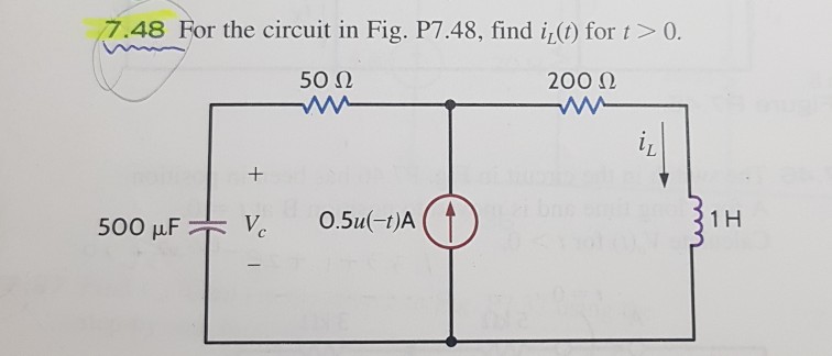 Solved 7.48 For the circuit in Fig. P7.48, find i(t) for t | Chegg.com