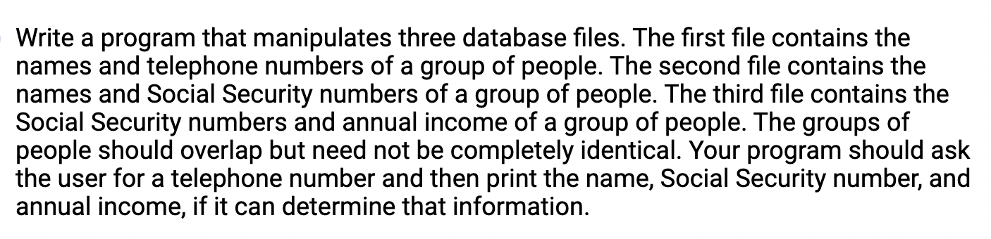 Solved Write A Program That Manipulates Three Database 