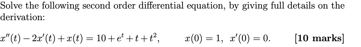 Solved Solve the following second order differential | Chegg.com