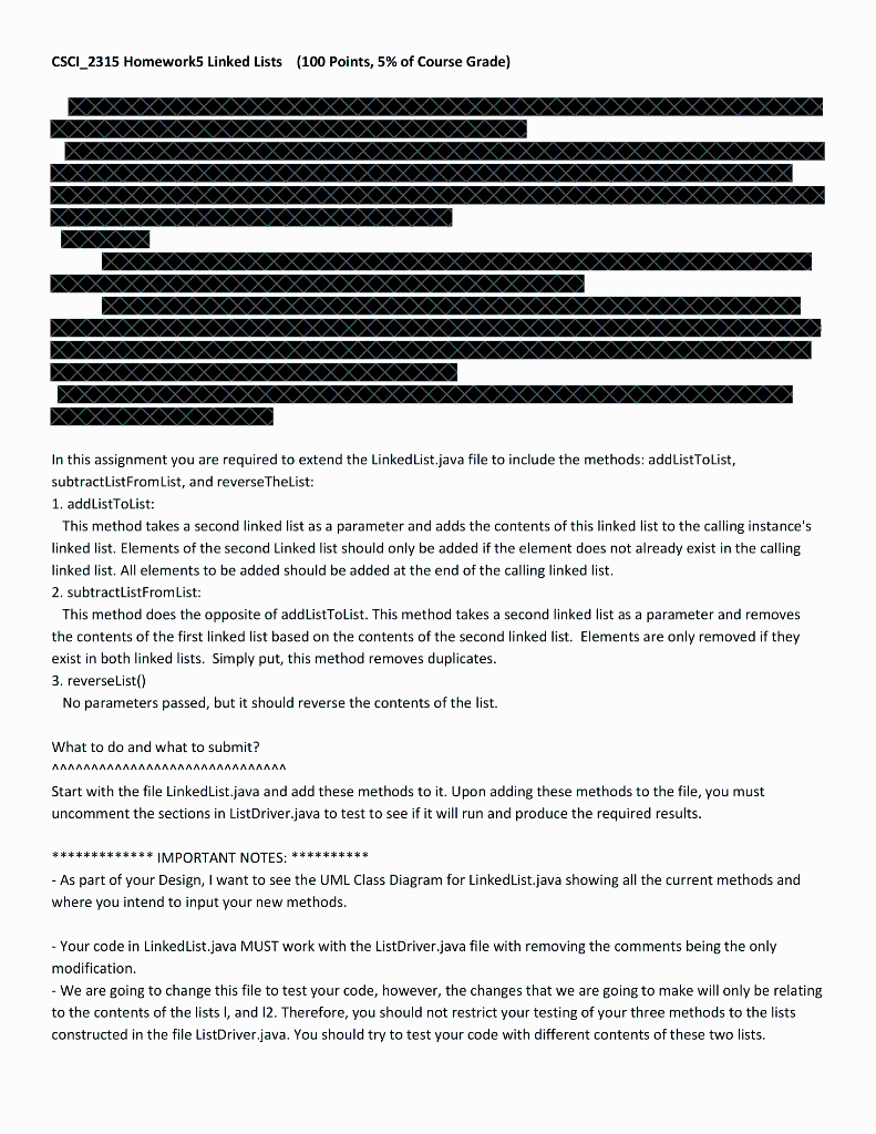 Solved CSCI_2315 Homework5 Linked Lists (100 Points, 5% of | Chegg.com
