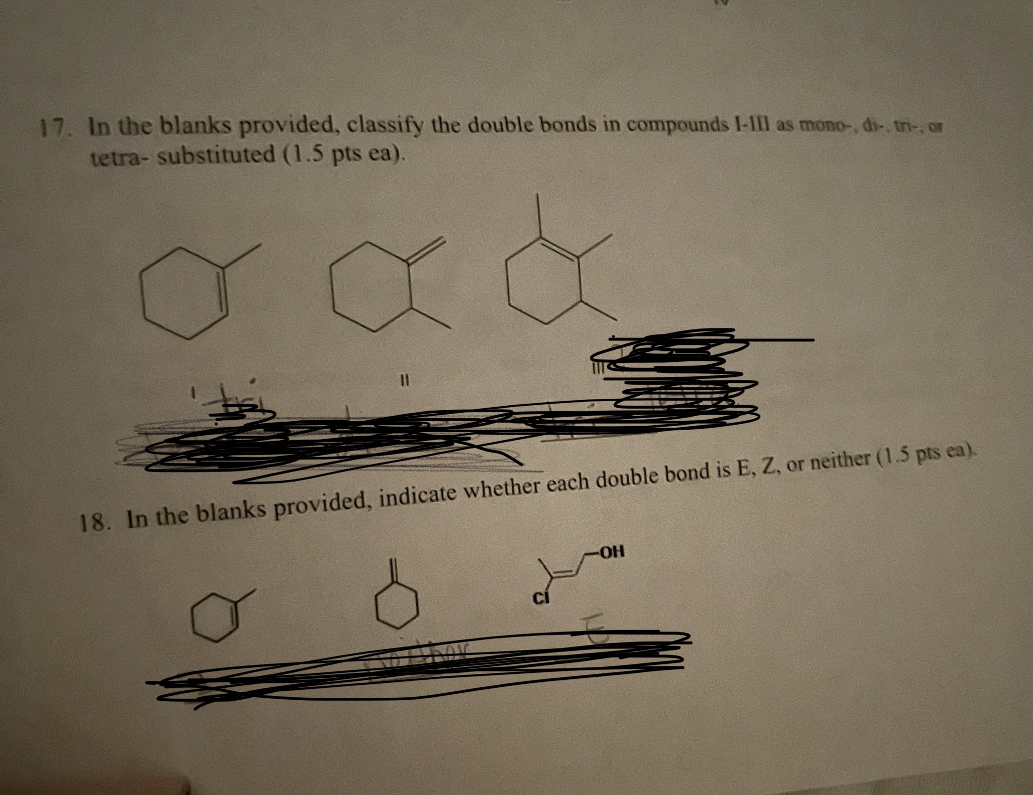 Solved 17. In the blanks provided, classify the double bonds | Chegg.com
