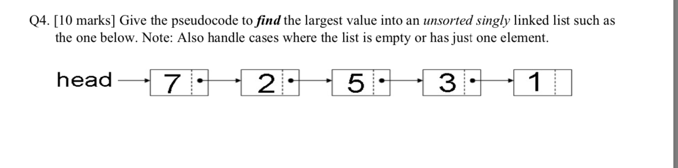 Solved Q4 10 Marks Give The Pseudocode To Find The 