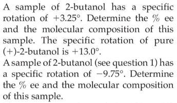 Solved A sample of 2-butanol has a specific rotation of | Chegg.com