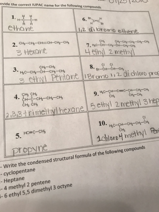 Solved ovide the correct IUPAC name for the following | Chegg.com