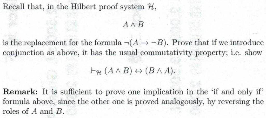 Solved Recall that, in the Hilbert proof system H is the | Chegg.com