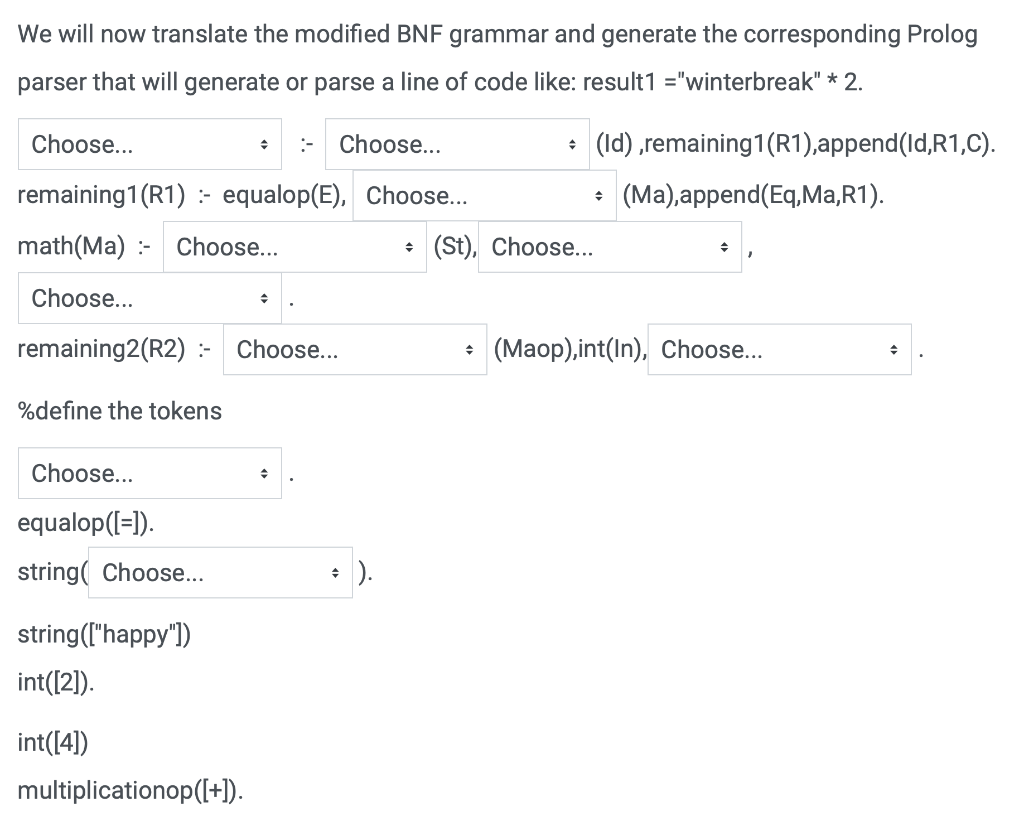 Modify the BNF from above question so that it has | Chegg.com