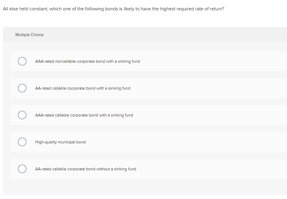 Solved All else held constant, which one of the following | Chegg.com