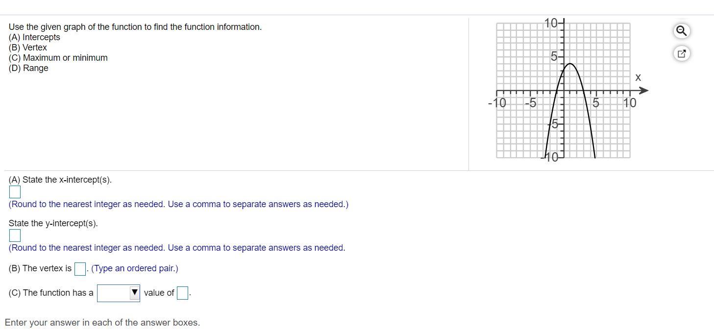 Solved 10-1 Use the given graph of the function to find the | Chegg.com