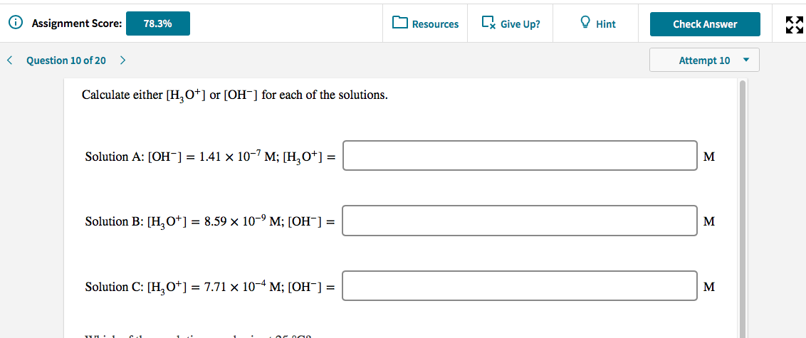 Solved 0 Assignment Score: 78.3% Resources C Give Up? Hint | Chegg.com