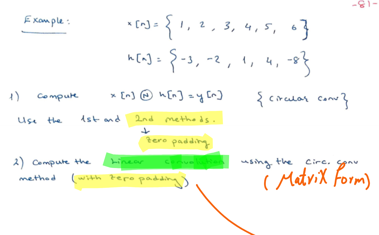 Solved Example:x[n]={1,2,3,4,5,6}h[n]={-3,-2,1,4,-8}Compute | Chegg.com