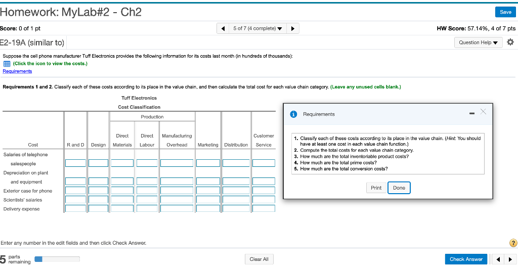 Solved Homework: MyLab#2 - Ch2 Save Score: 0 of 1 pt 5 of 7 | Chegg.com