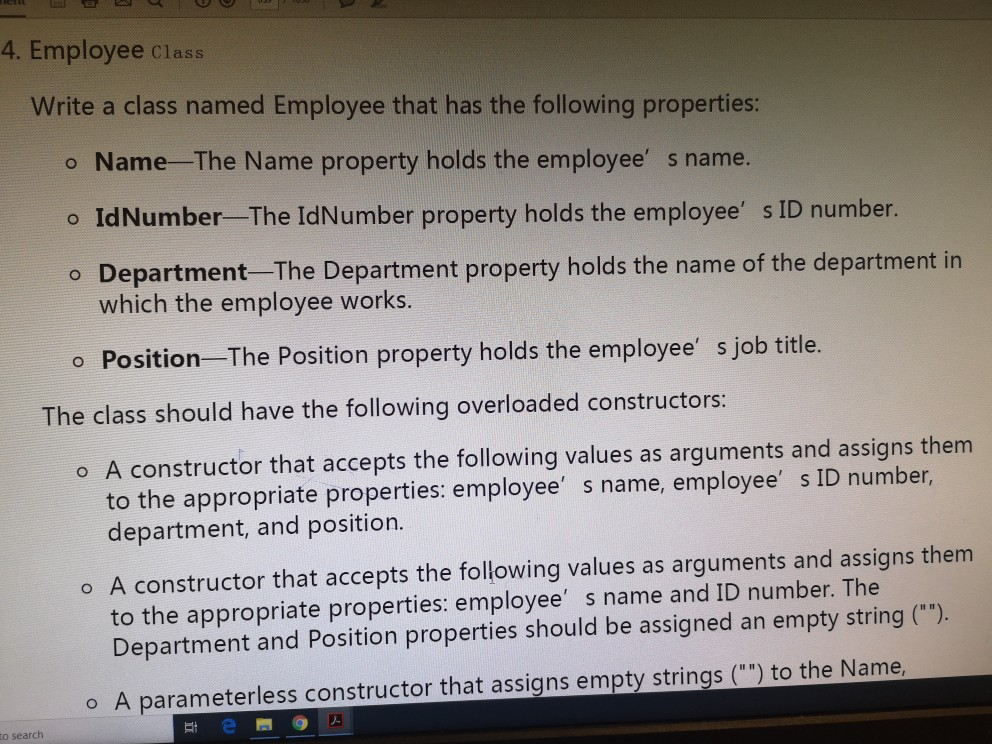 Solved 4 Employee Class Write A Class Named Employee That