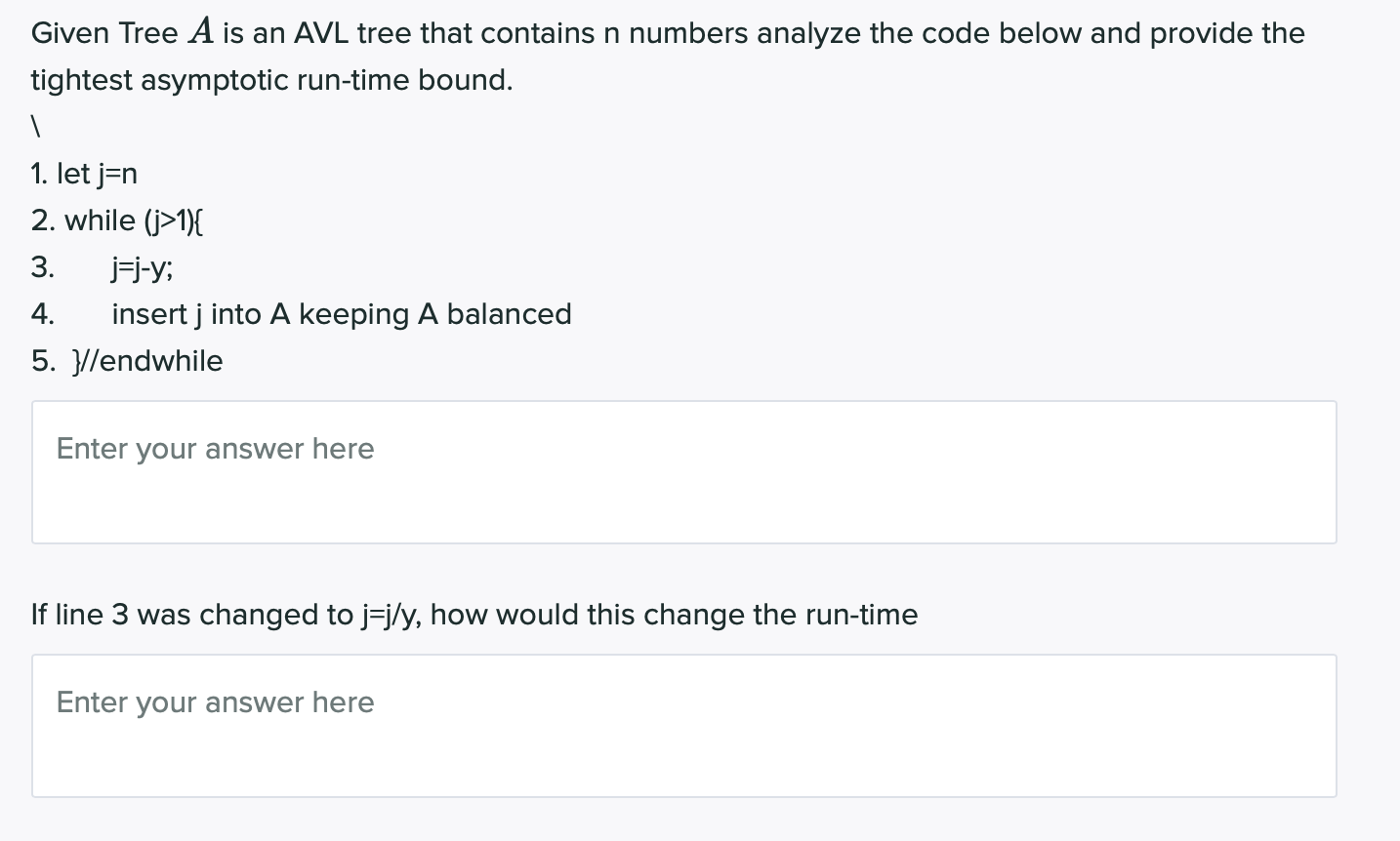 Solved Given Tree A is an AVL tree that contains n numbers | Chegg.com