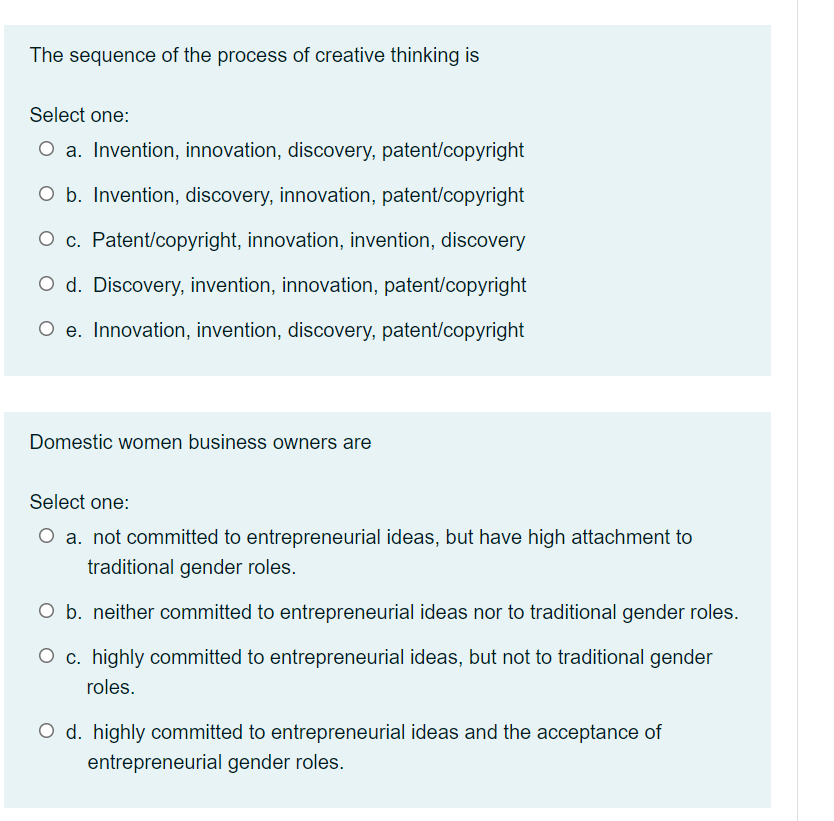 Solved The sequence of the process of creative thinking is | Chegg.com