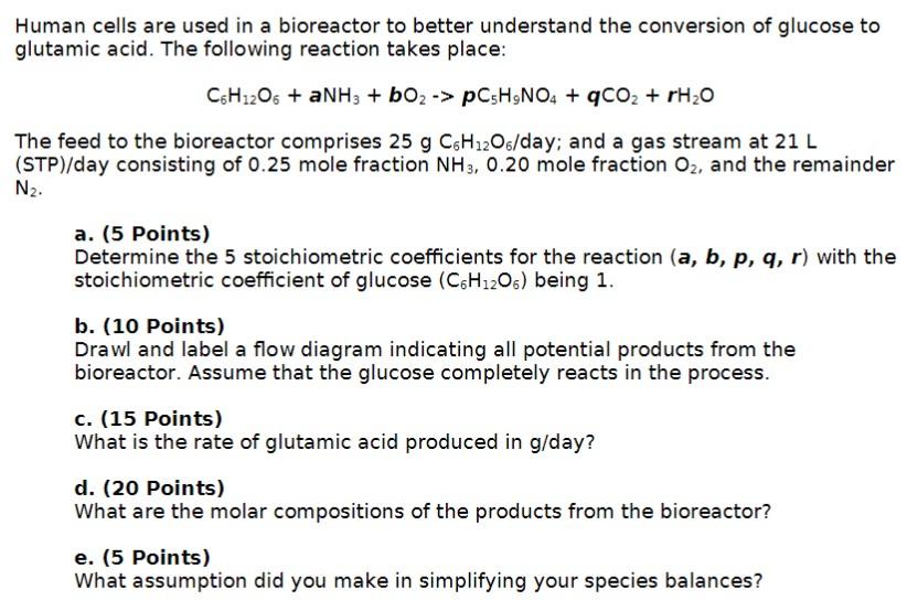 Solved Human cells are used in a bioreactor to better | Chegg.com