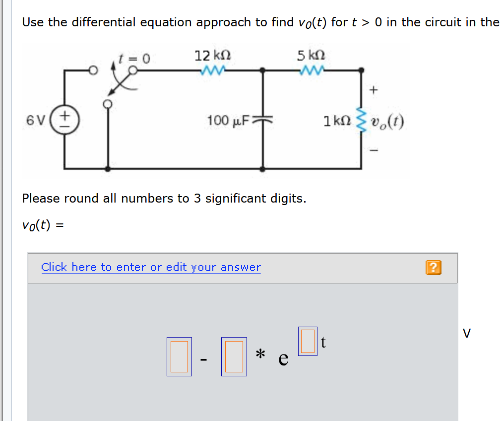 Solved Use the differential equation approach to find volt) | Chegg.com