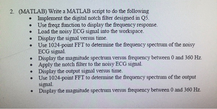 2. MATLAB) Write a MATLAB script to do the following | Chegg.com