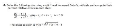 Solved 6. Solve the following ode using explicit and | Chegg.com