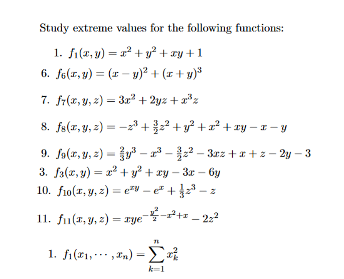 Solved Study extreme values for the following | Chegg.com