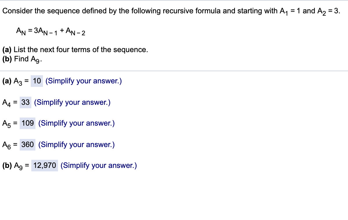 Solved Consider the sequence defined by the following | Chegg.com