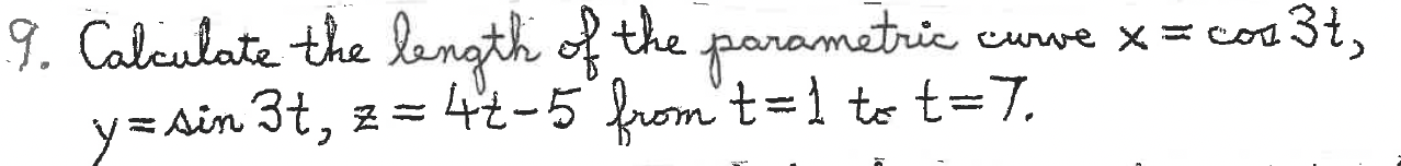 Solved 9. Calculate the length of the parametric curve | Chegg.com
