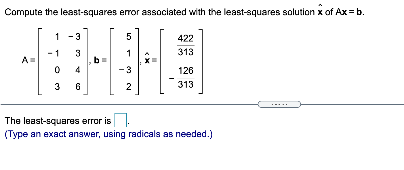 Solved Compute the least-squares error associated with the | Chegg.com