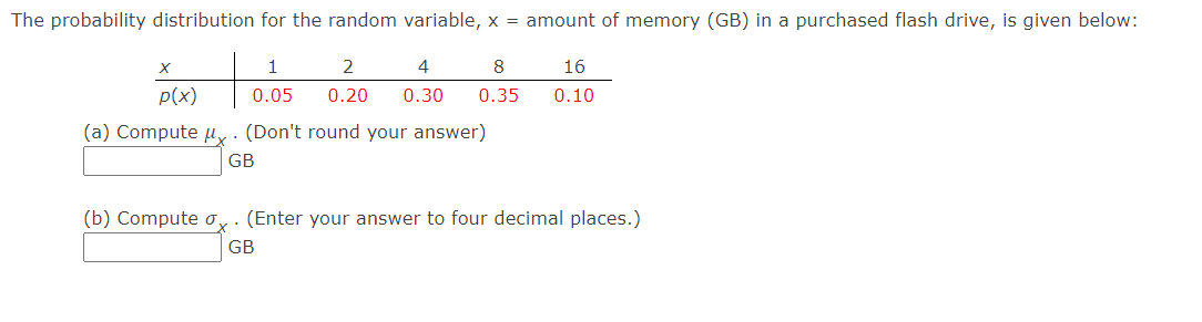 Solved The probability distribution for the random variable, | Chegg.com