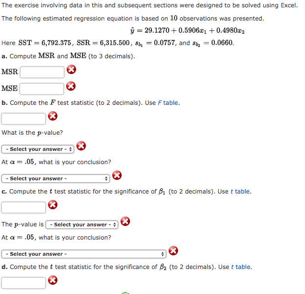 Solved The exercise involving data in this and subsequent | Chegg.com