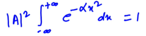 Solved ∣A∣2∫−∞+∞e−αx2dx=1∣A∣2×απ=1 | Chegg.com