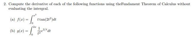 Solved 2. Compute the derivative of each of the following | Chegg.com