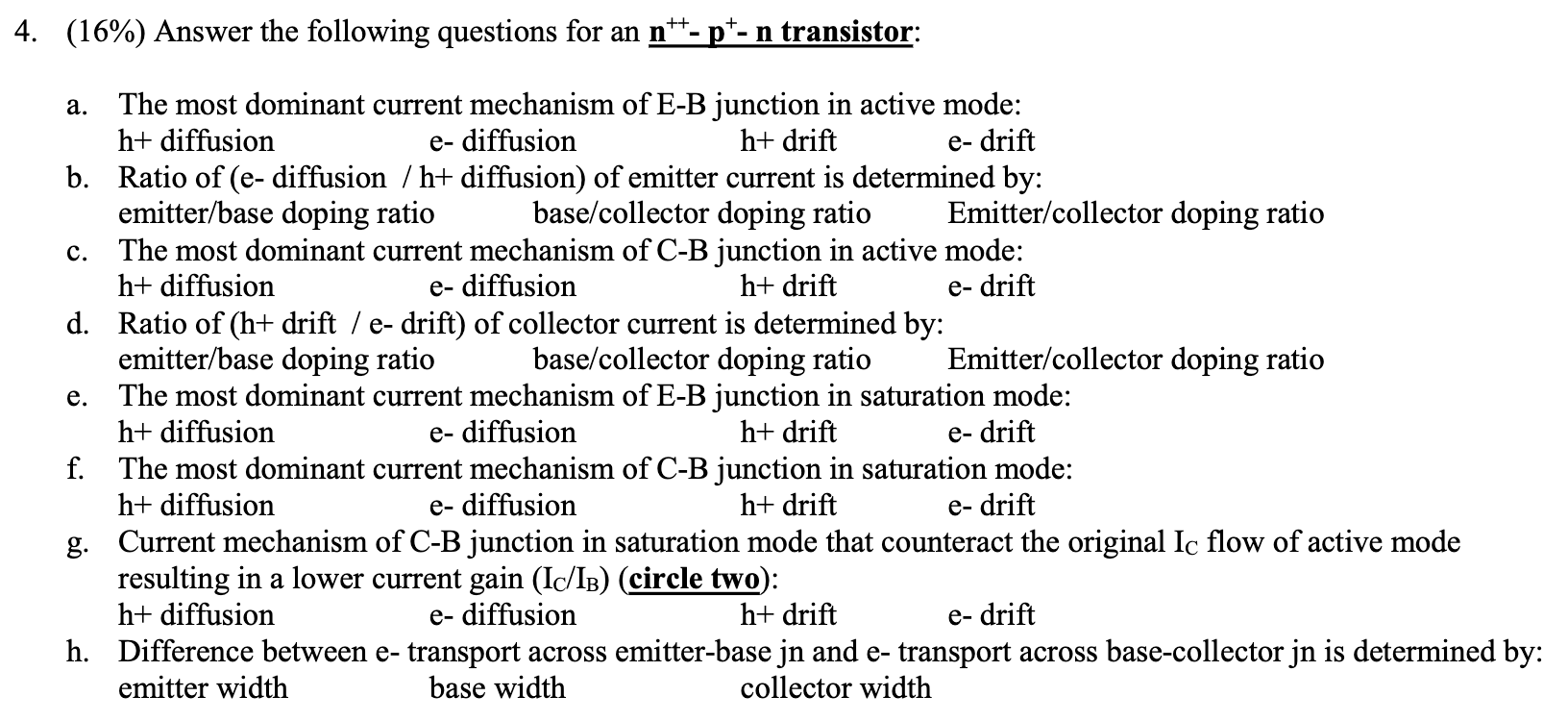 Solved 4. (16\%) Answer the following questions for an | Chegg.com
