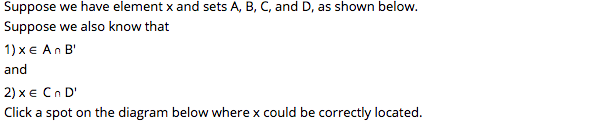 Solved Suppose we have element x and sets A, B, C, and D, as | Chegg.com