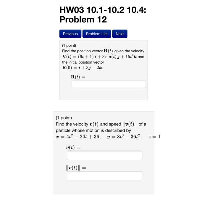 Solved HW03 10.1-10.2 10.4: Problem 12 Previous Problem List | Chegg.com