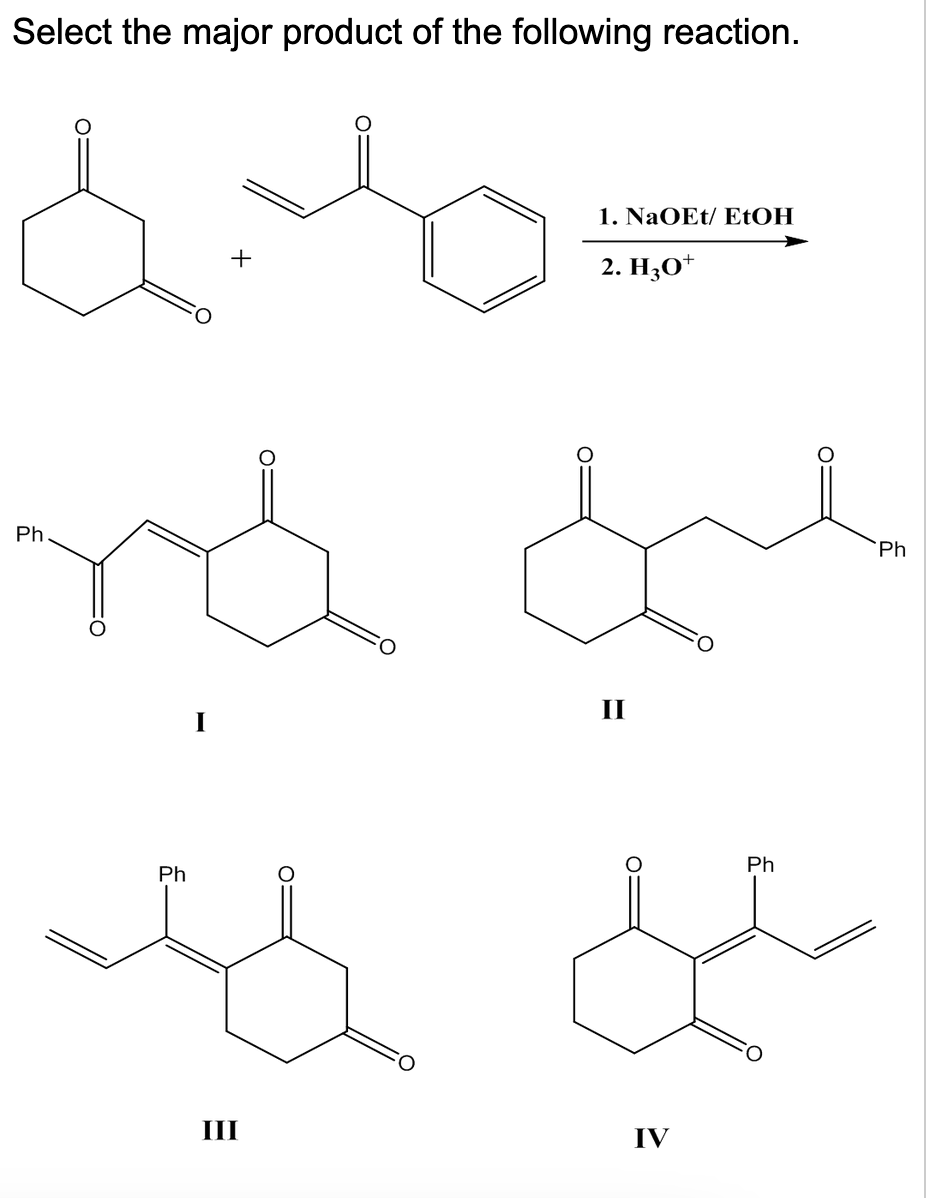 Solved Select the major product of the following reaction. | Chegg.com