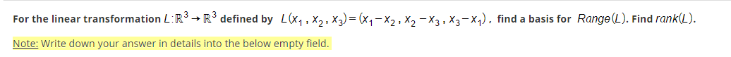 Solved For the linear transformation L:R3 R3 defined by | Chegg.com