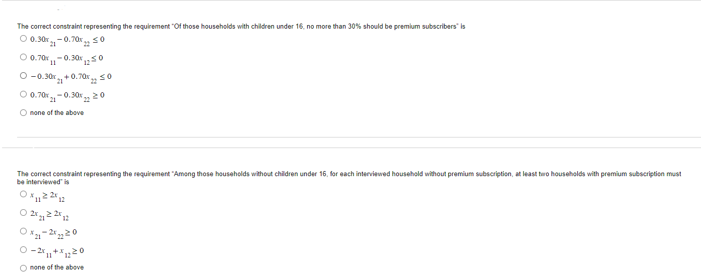 Solved The correct constraint representing the requirement | Chegg.com