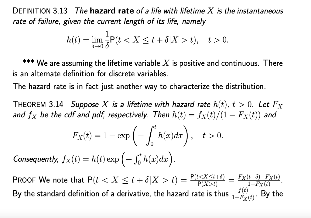 Solved 7. Determine the hazard functions for each of the | Chegg.com