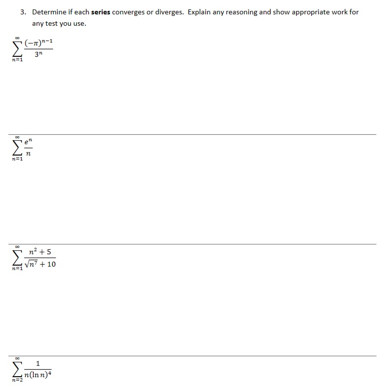 Solved 3. Determine if each series converges or diverges. | Chegg.com