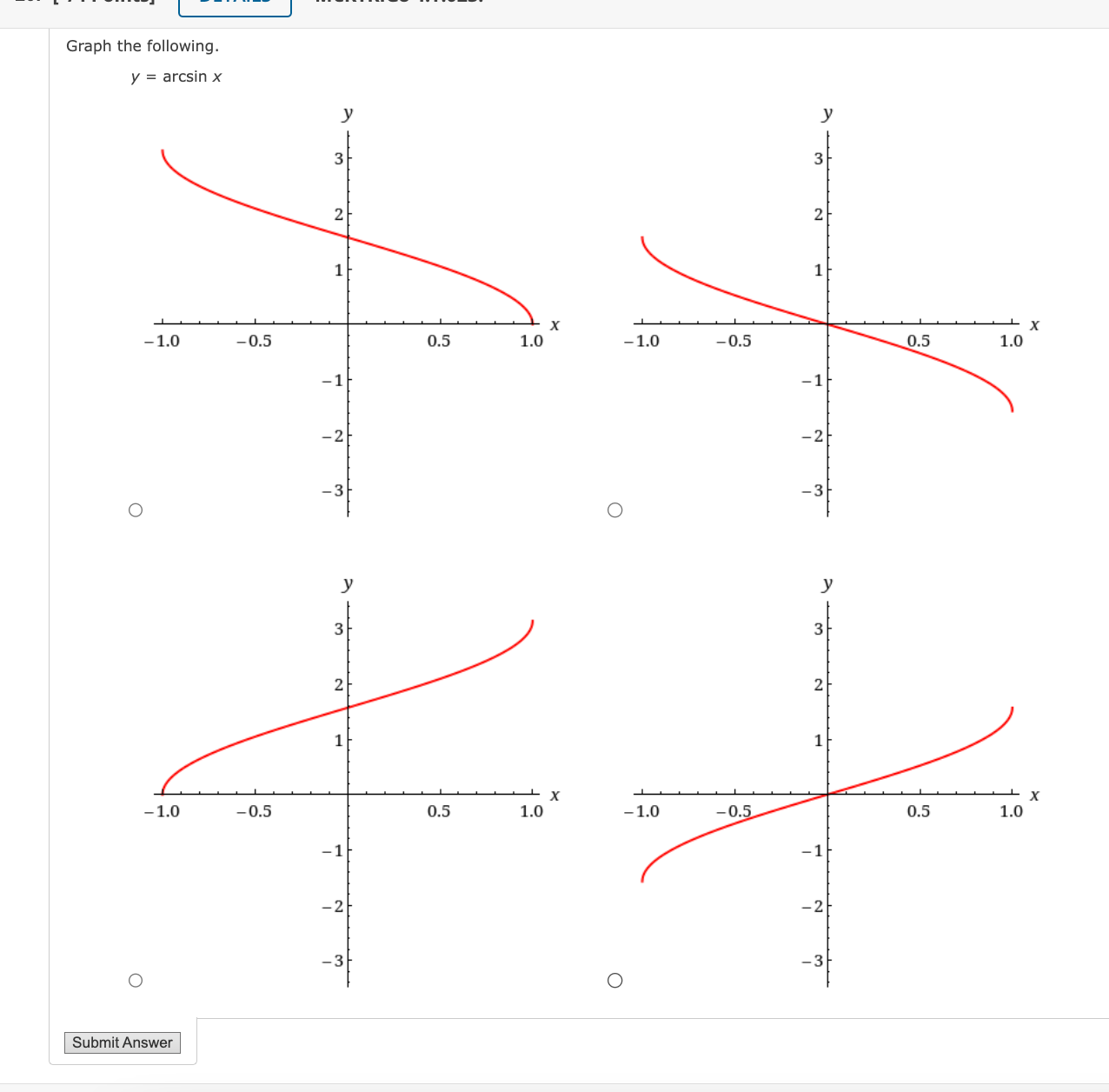 Solved Graph the following. y=arcsinx | Chegg.com