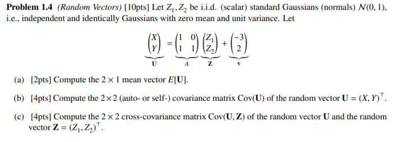 Solved Problem 1.4 (Random Vectors) [10pts] Let Zj, Z, be | Chegg.com