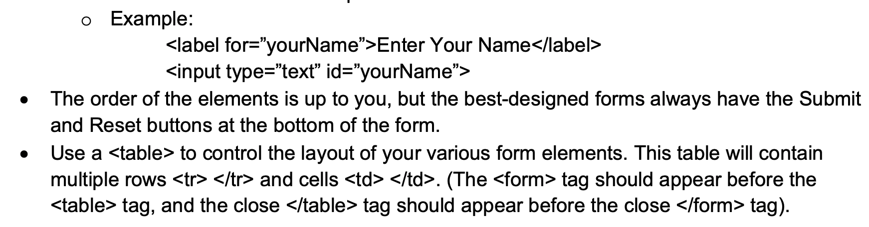 Solved For this assignment, you will create an HTML page | Chegg.com