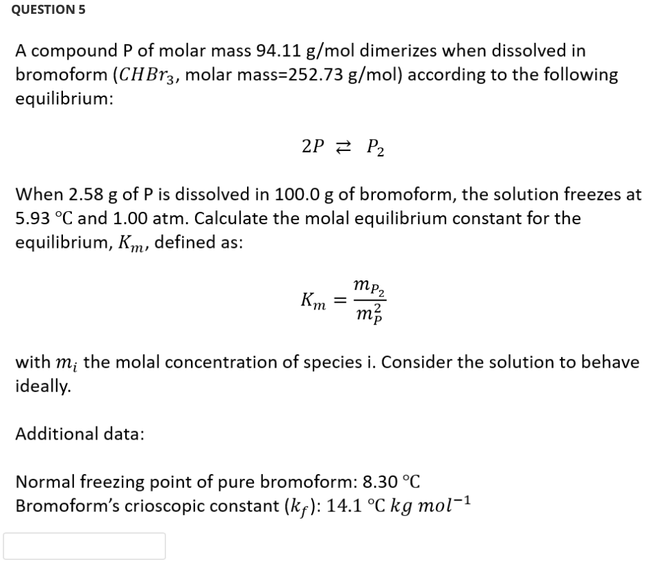 Solved QUESTION 5 A compound P of molar mass 94.11 g/mol | Chegg.com