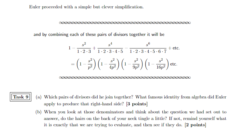 Solved Euler proceeded with a simple but clever | Chegg.com