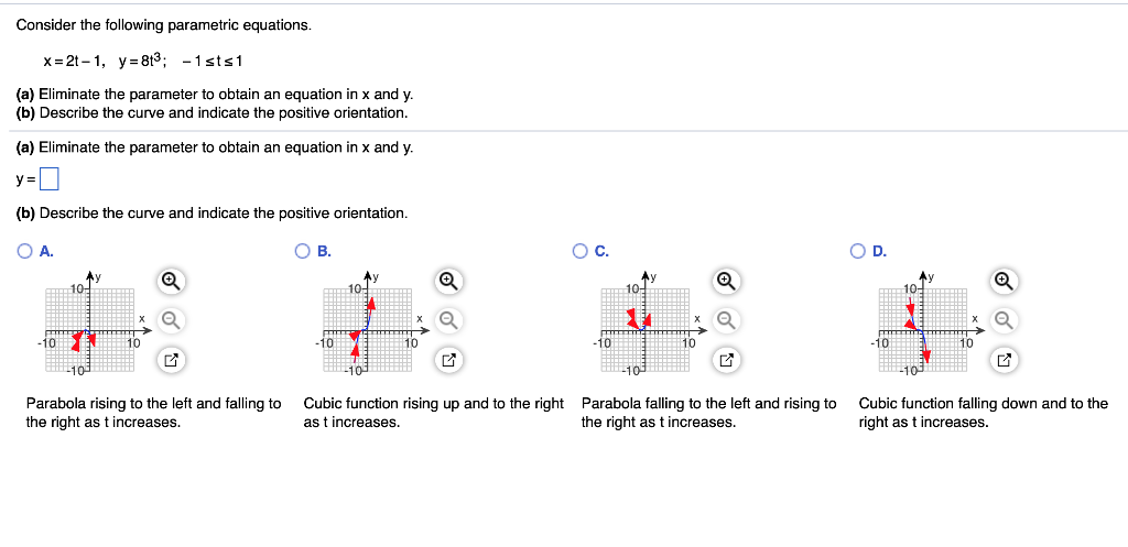 Solved Consider the following parametric equations x-2t-1, y | Chegg.com
