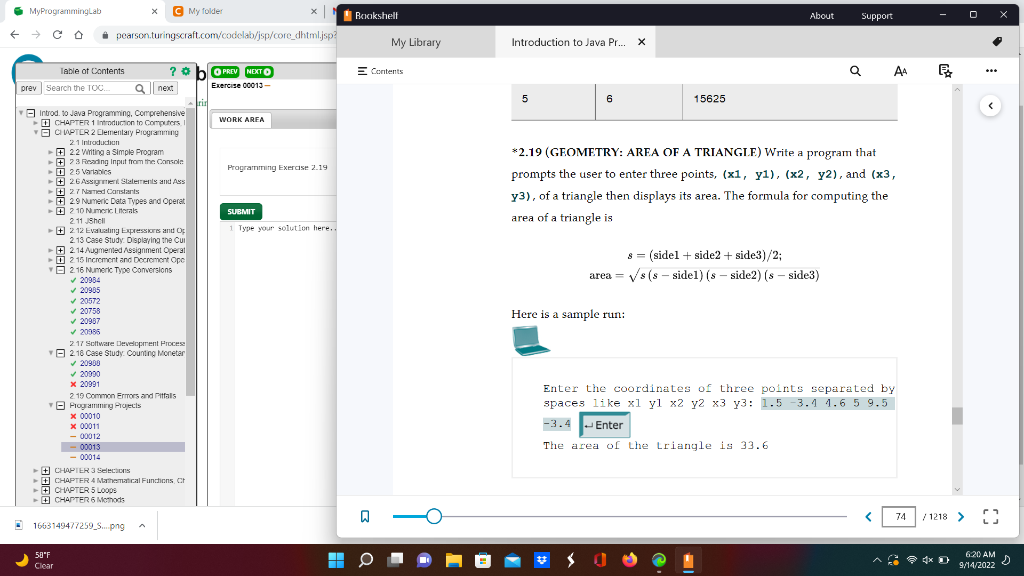 Solved (Geometry: area of a triangle) Write a program | Chegg.com