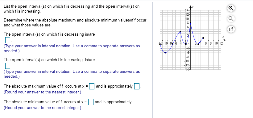 Solved List the open interval(s) on which fis decreasing and | Chegg.com Solved List the open interval(s) on which fis decreasing and | Chegg.com