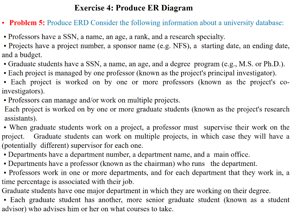 Solved Exercise 4: Produce ER Diagram Problem 3: Produce | Chegg.com