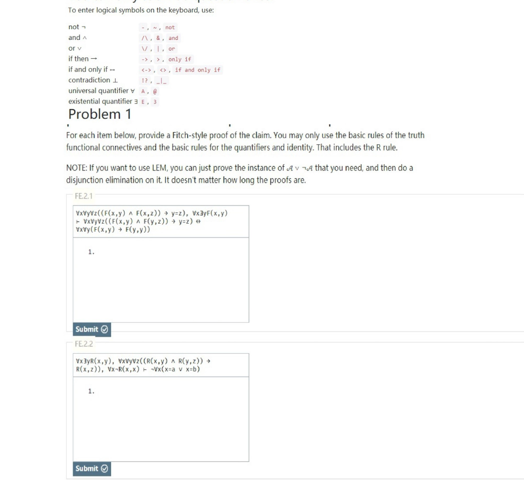 To enter logical symbols on the keyboard, use: or v | Chegg.com