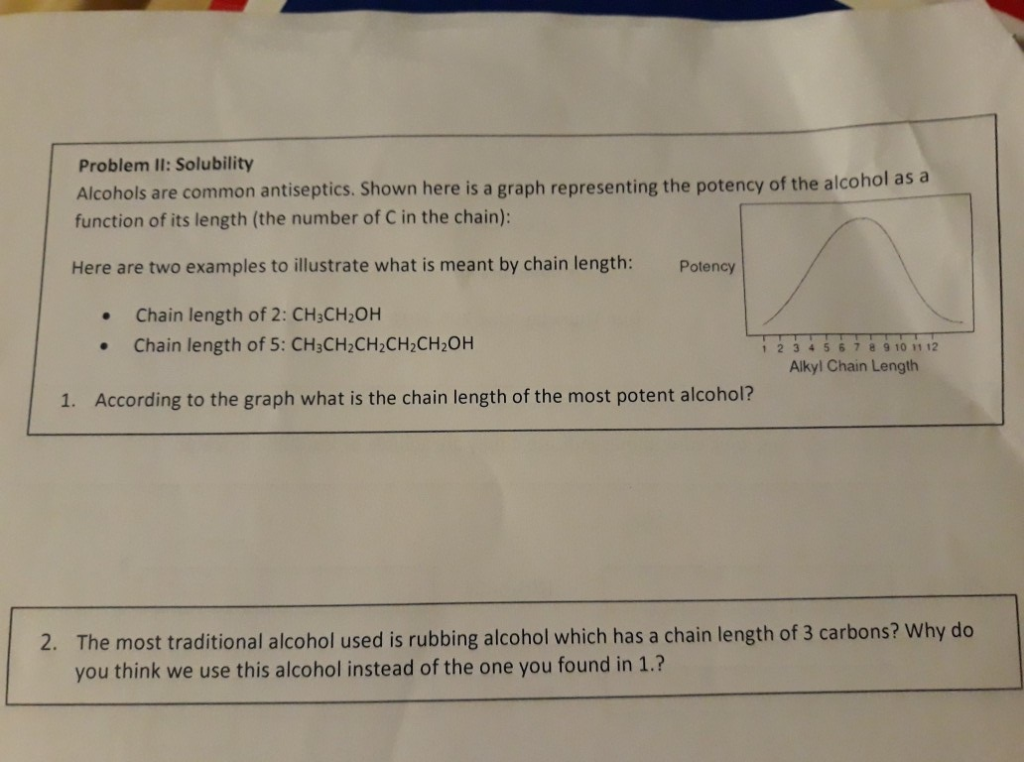 Solved Problem II: Solubility Alcohols are common | Chegg.com